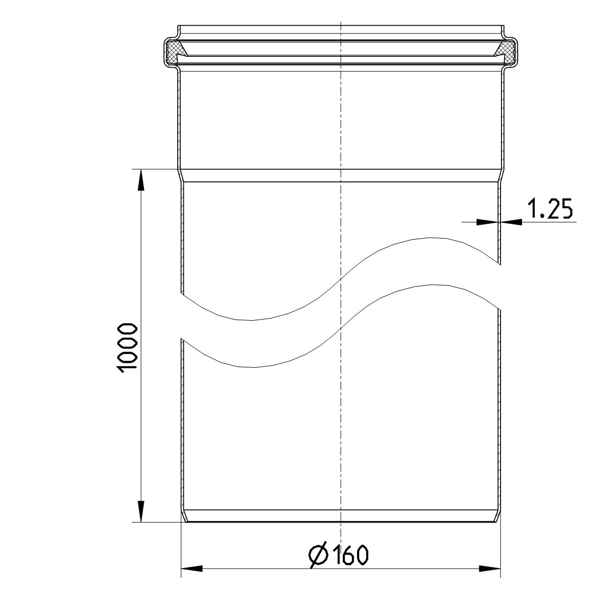 STRAIGHT PIPE WITH ONE SOCKET - (811.100.160 S) - BLÜCHER